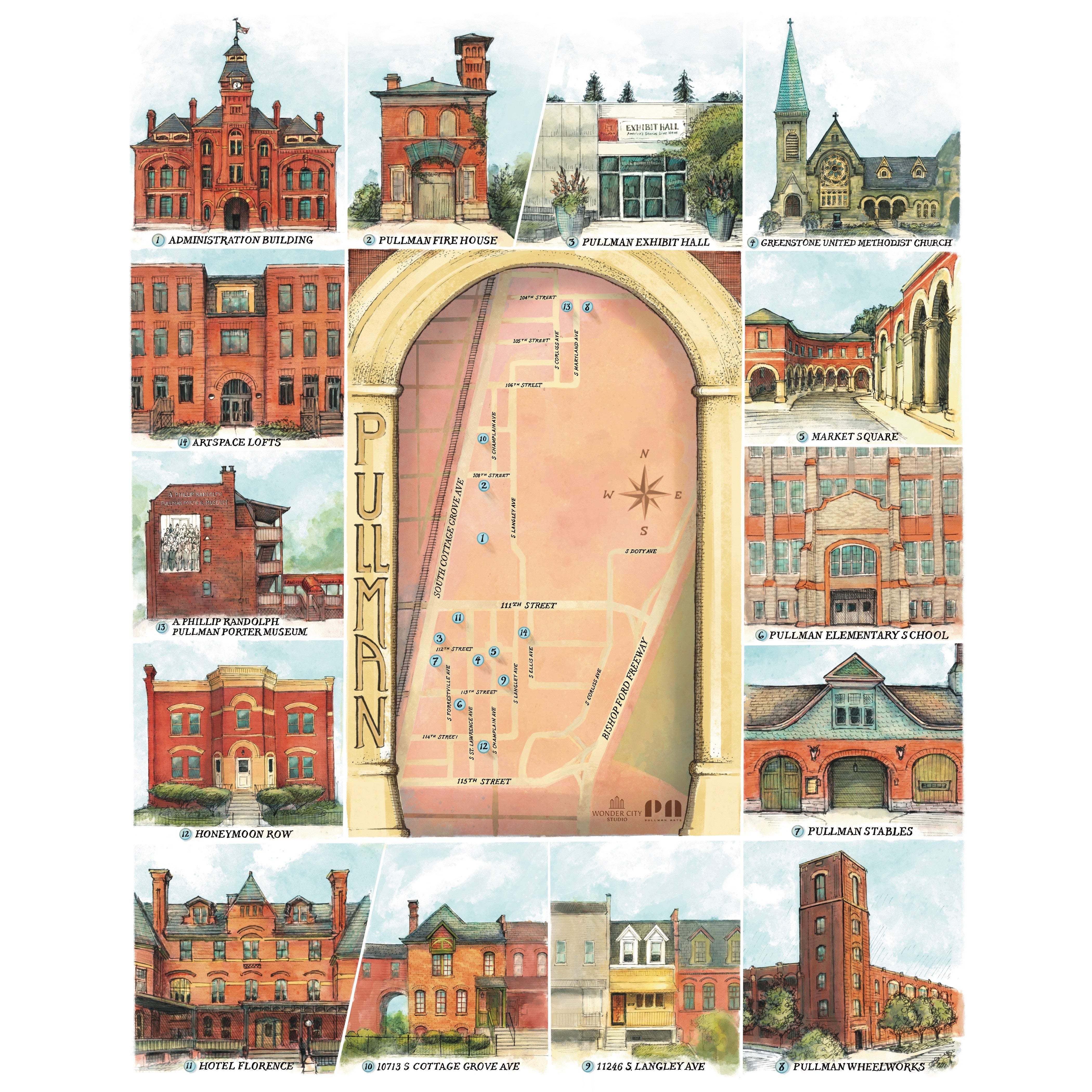 Wonder City Studio - Pullman Map Print | PullmanArts